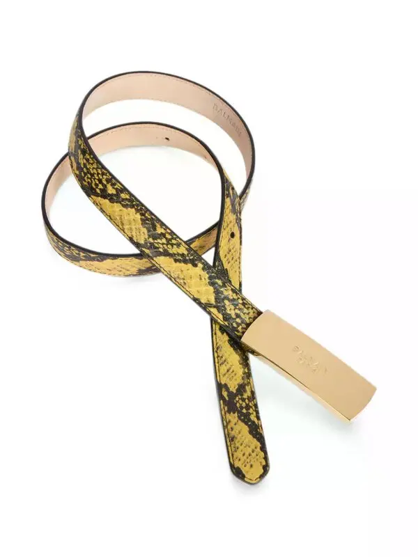 Balmain Python-effect Leather Belt