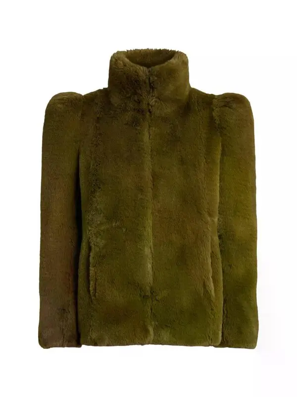 Balmain Short Faux-fur Coat - Green