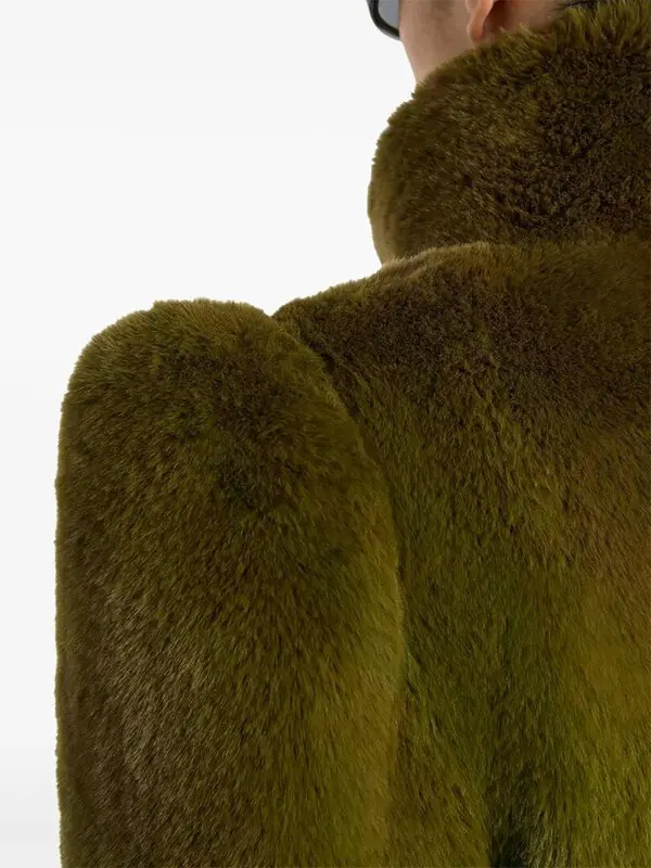 Balmain Faux Fur Coat With Structured Shoulders