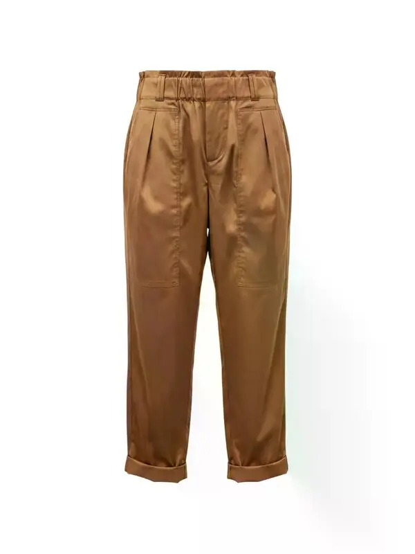 Black Label Elasticated-waist Tapered Trousers - Brown