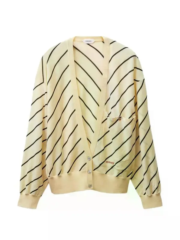 Versace Diagonal-stripe Cardigan - Yellow