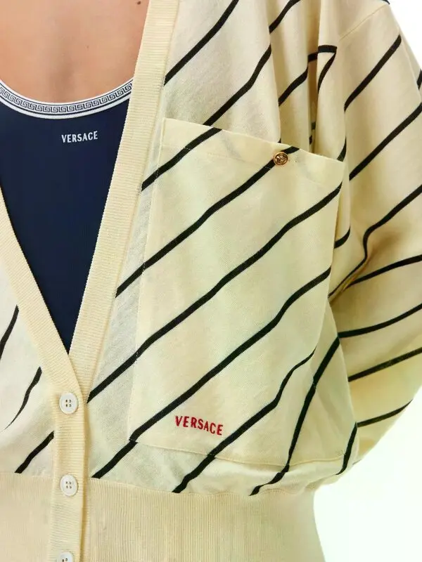 Versace Diagonal-stripe Cardigan