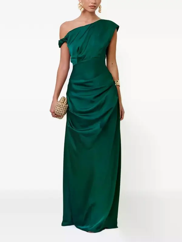 SAVEL One-shoulder Sleeveless Maxi Dress - Green