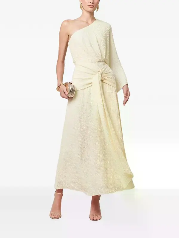 SAVEL Ellie One-shoulder Knotted Waist Midi Dress - Neutrals