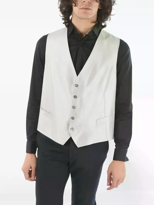 Corneliani Herringbone-pattern Silk Waistcoat - Grey