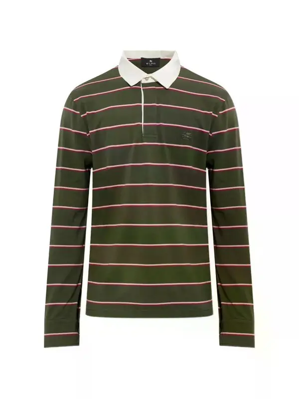 Etro Striped Long-sleeve Polo Shirt - Green