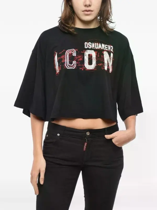 Dsquared2 Icon Cropped T-shirt - Black