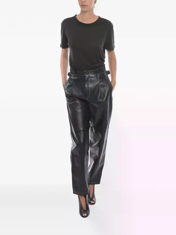 THE MANNEI Shobak Contrast-stitch Leather Trousers