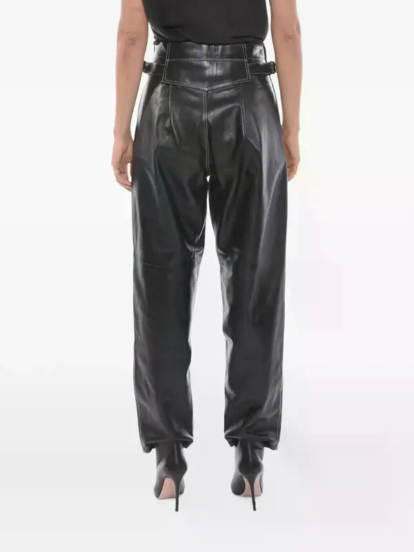 THE MANNEI Shobak Contrast-stitch Leather Trousers