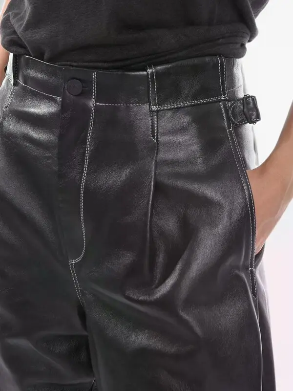 THE MANNEI Shobak Contrast-stitch Leather Trousers