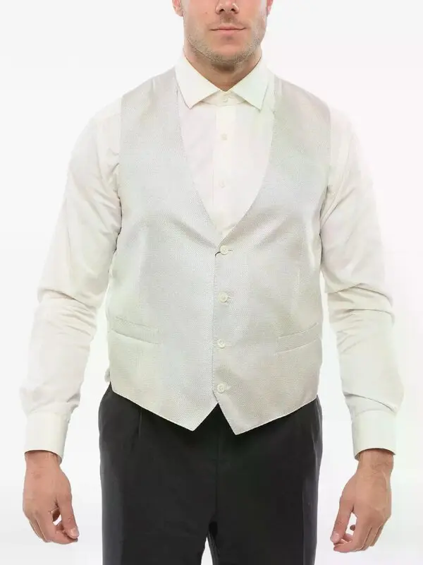 Corneliani Silk Micro-patterned Waistcoat - Grey