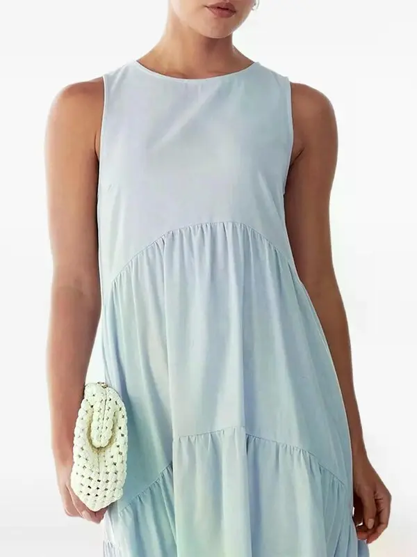 ST MRLO Sleeveless Midi Dress With Round Neck And Flared Skirt
