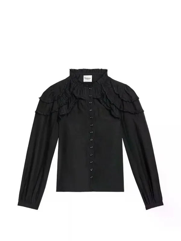 MARANT ETOILE Ruffled Broderie Anglaise Cotton Shirt - Black
