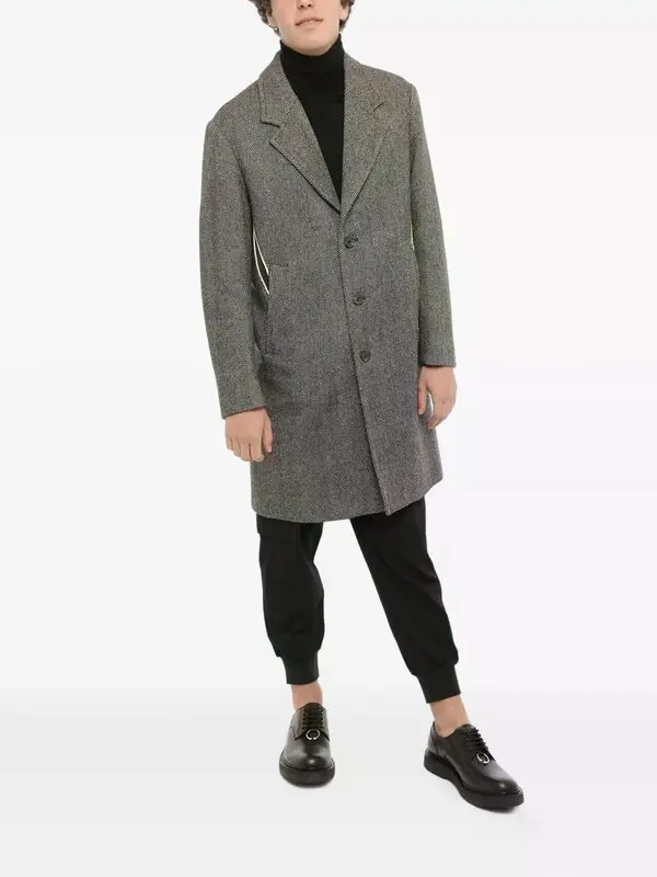 Neil Barrett Herringbone-pattern Single-breasted Coat - Black