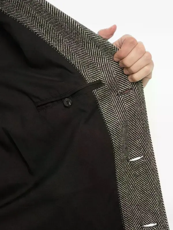 Neil Barrett Herringbone-pattern Single-breasted Coat