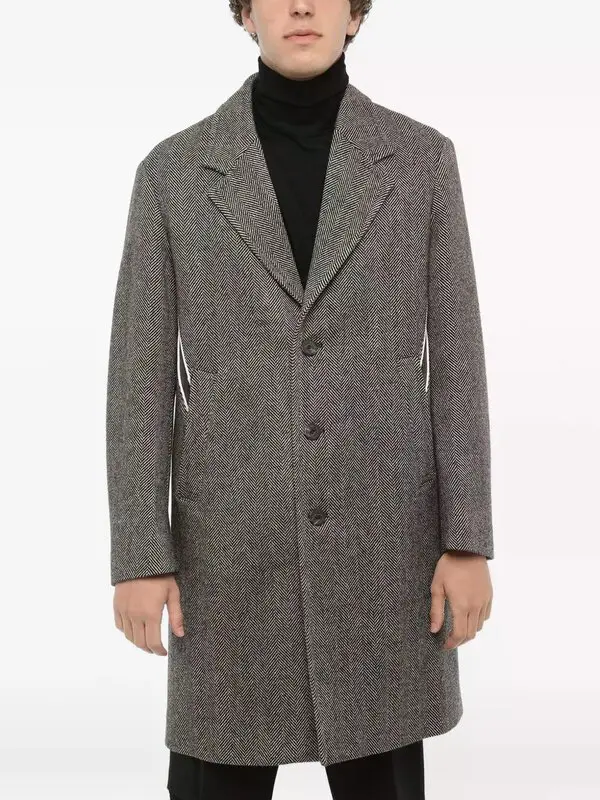 Neil Barrett Herringbone-pattern Single-breasted Coat - Black