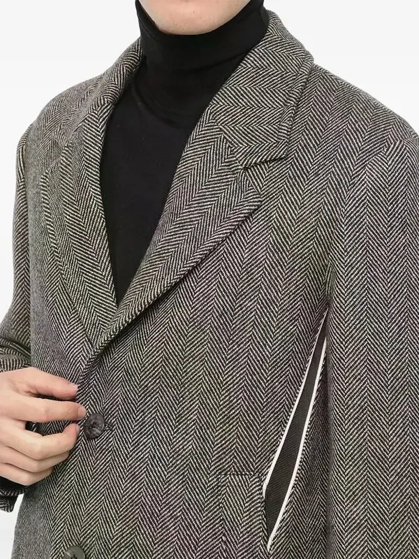 Neil Barrett Herringbone-pattern Single-breasted Coat
