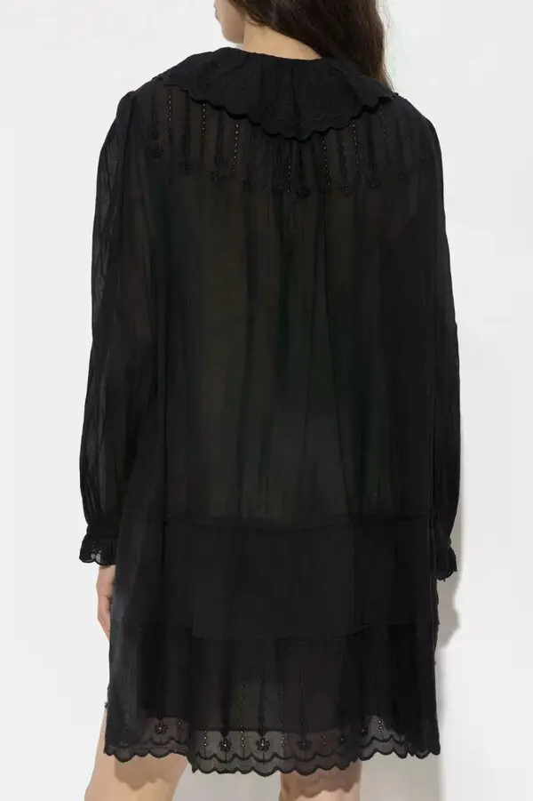 MARANT ETOILE Embroidered Cotton Mini Dress