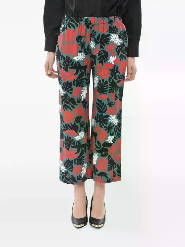 Marni Floral-print Cropped Trousers - Green