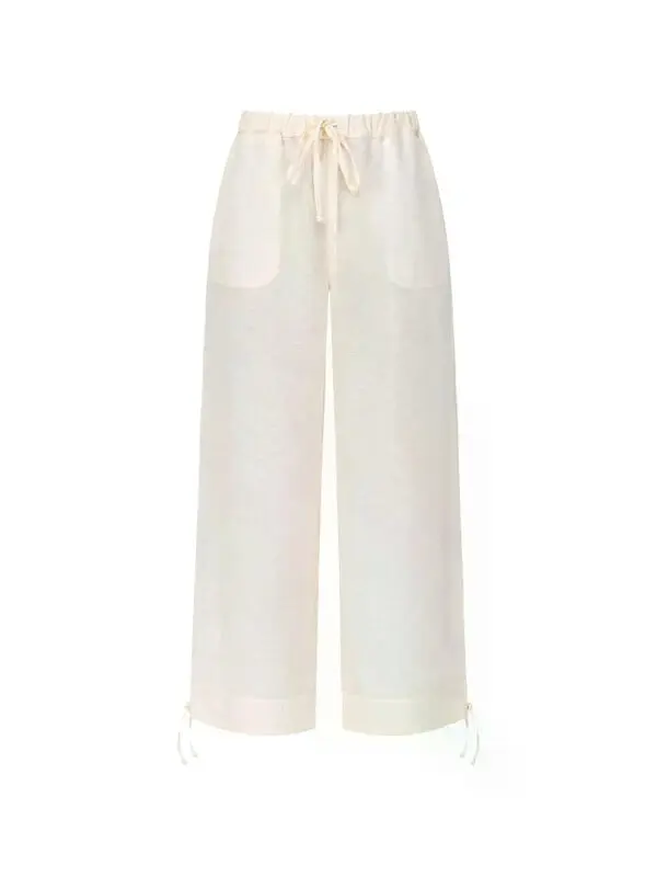 120% Lino Drawstring Palazzo Pants