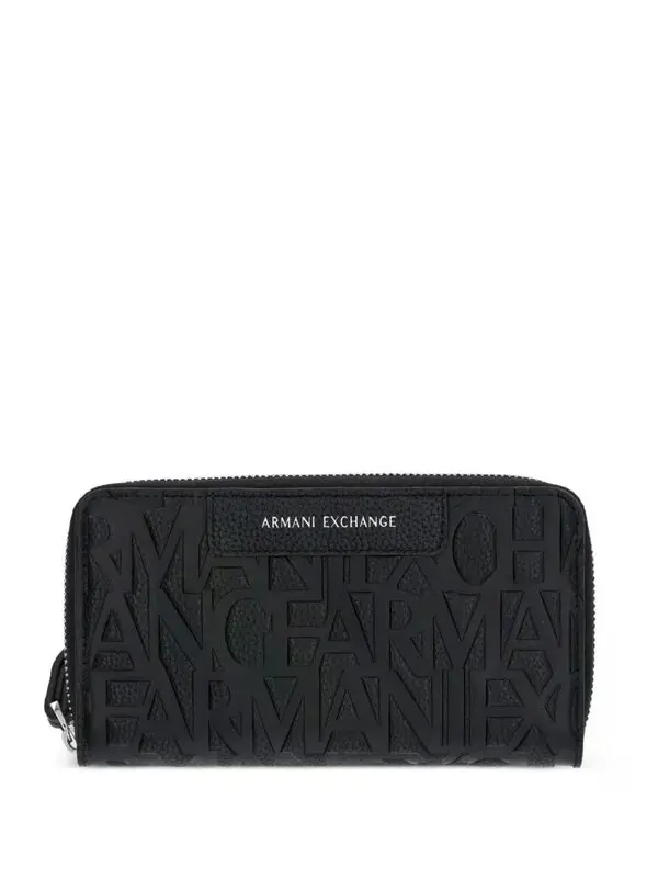 Armani Exchange Logo-embossed Continental Wallet - Black