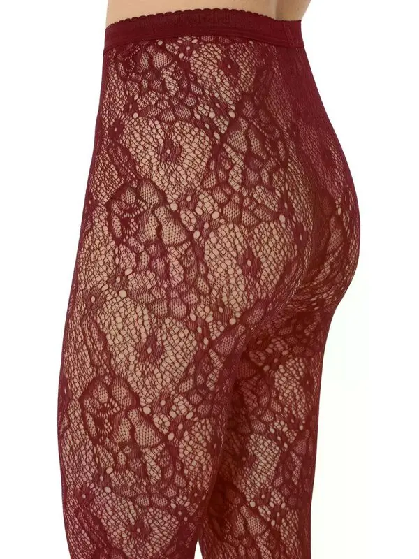 Wolford Infinite Rose Net Tights - Red