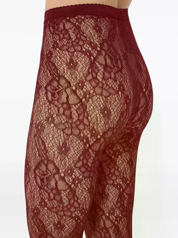 Wolford Infinite Rose Net Tights - Red