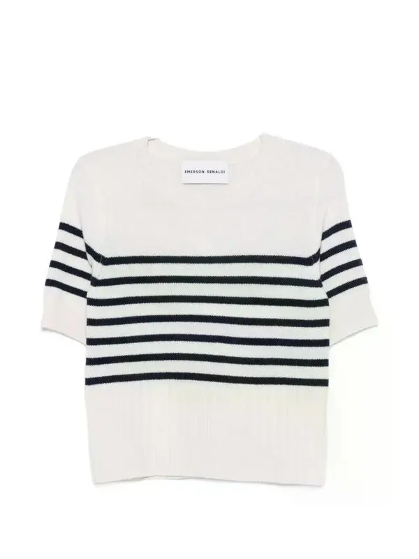 EMERSON RENALDI Striped Short-sleeve T-shirt - Neutrals