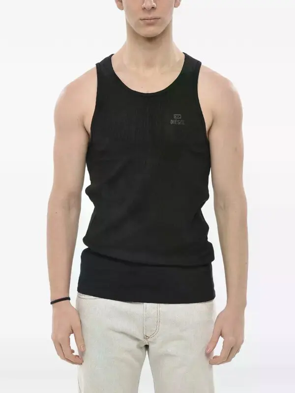DIESEL® Ribbed Logo-print Tank Top - Black