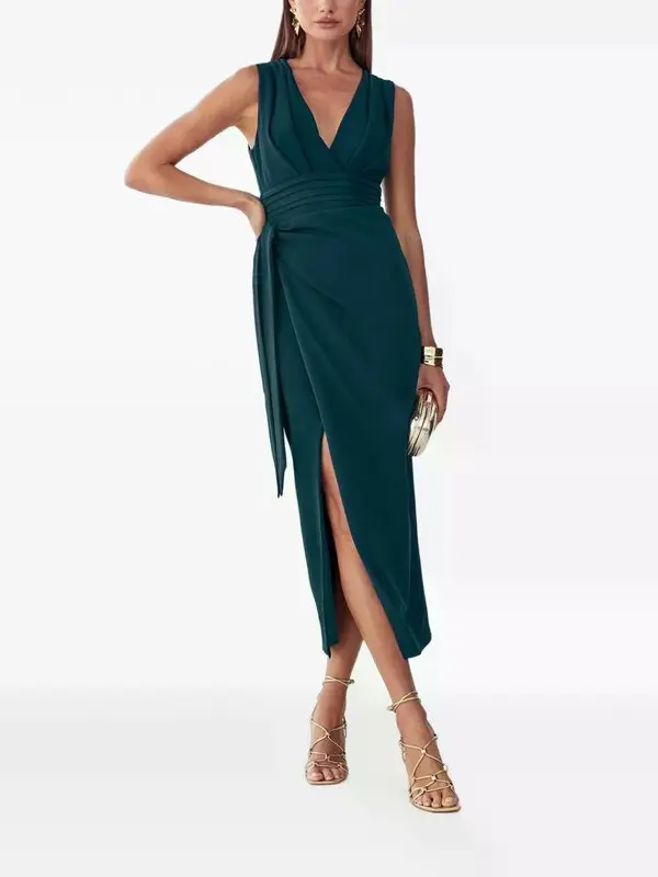 BWLDR Denny Ruched-waist Midi Dress - Green