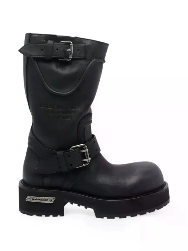 Balenciaga Venom Buckle-strap Leather Boots - Black