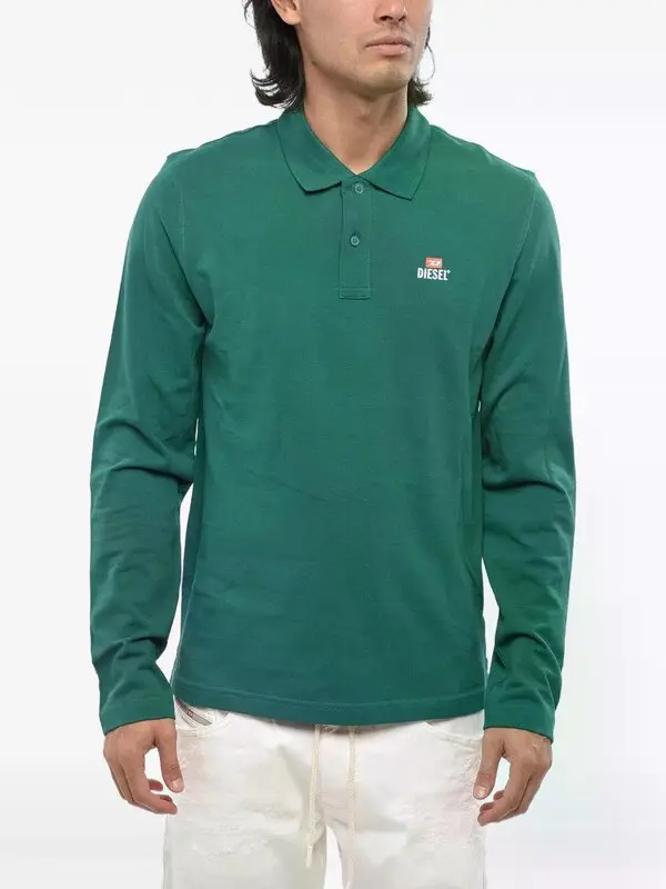 DIESEL® Logo-print Long-sleeve Polo Shirt