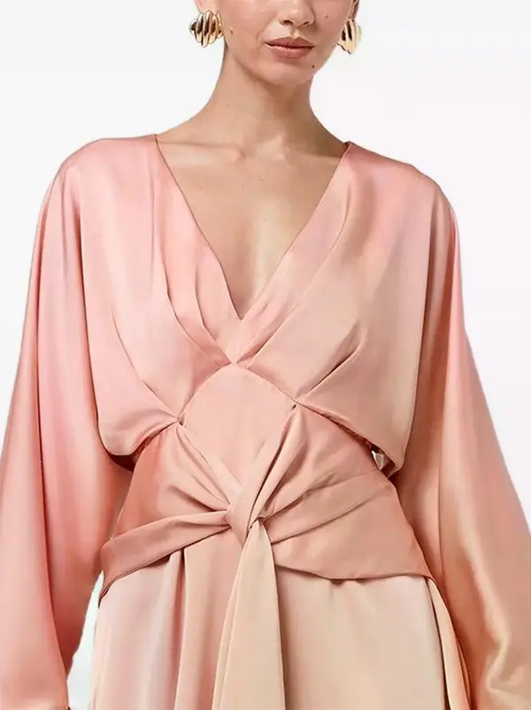 SAVEL Irena Knot-detail V-neck Mini Dress - Pink