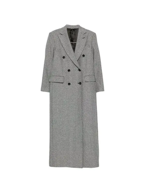 ERALDO Herringbone Double-breasted Coat - Grey