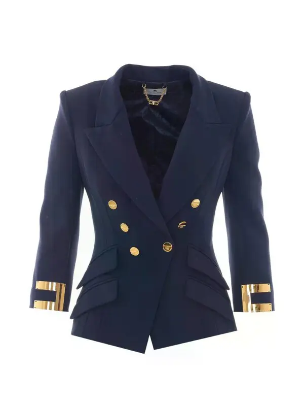 Elisabetta Franchi Double-breasted Logo-cuff Jacket - Blue