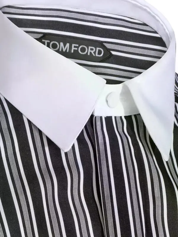 TOM FORD Vertical-stripe Long-sleeve Shirt - Black