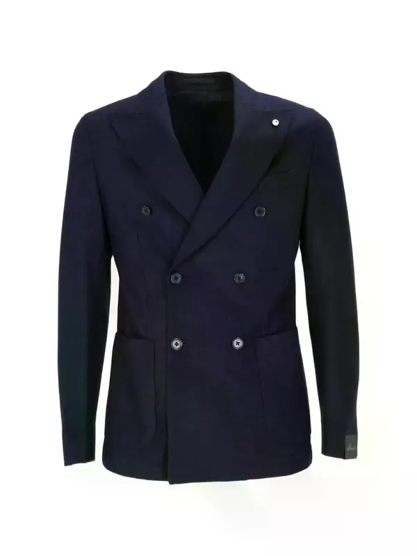 BRANDO Double-breasted Peak-lapel Blazer - Blue