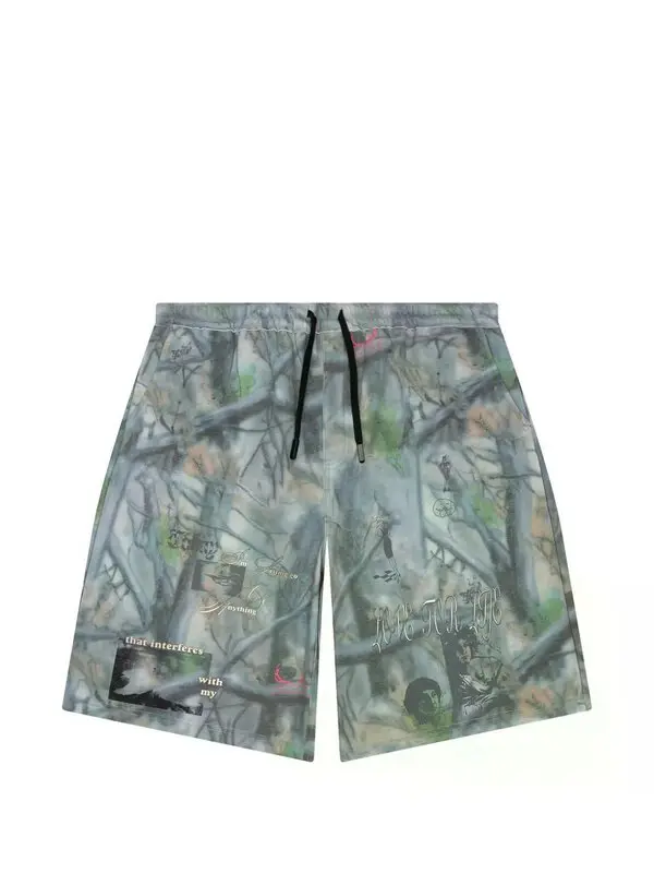 JUNGLES JUNGLES Graphic-print Camouflage Shorts - Grey
