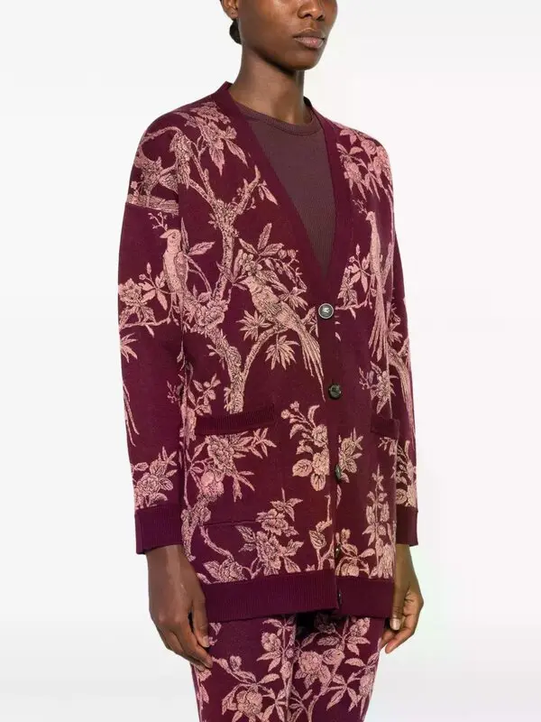 Etro Floral Jacquard V-neck Cardigan