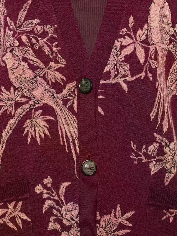 Etro Floral Jacquard V-neck Cardigan