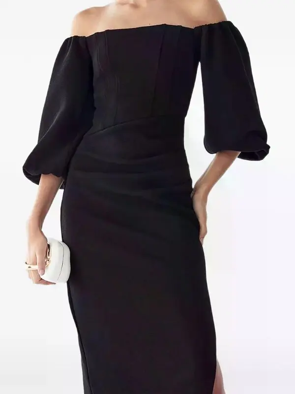 BWLDR Off-shoulder Puff Sleeve Midi Dress