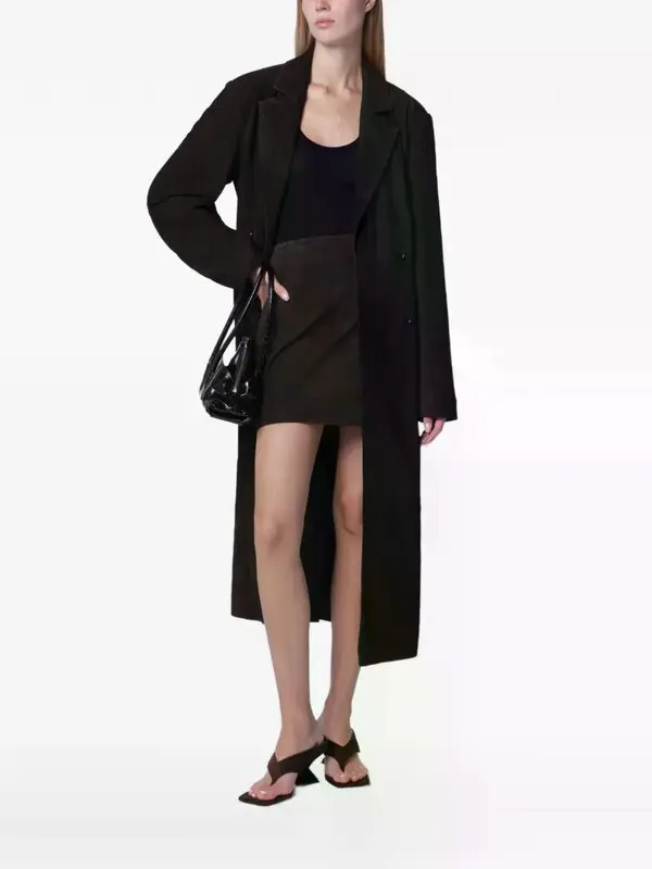 ROTA Double-breasted Suede Coat - Brown
