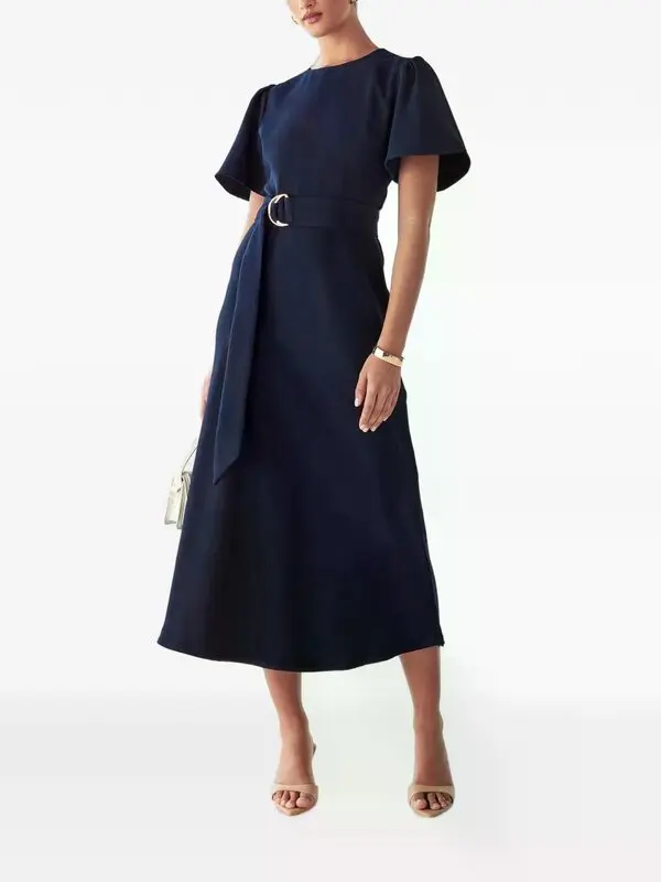 WILLA Bessi Belted Midi Dress - Blue