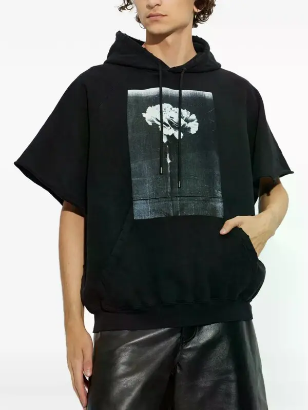 Balenciaga Short Sleeve Floral Print Hoodie