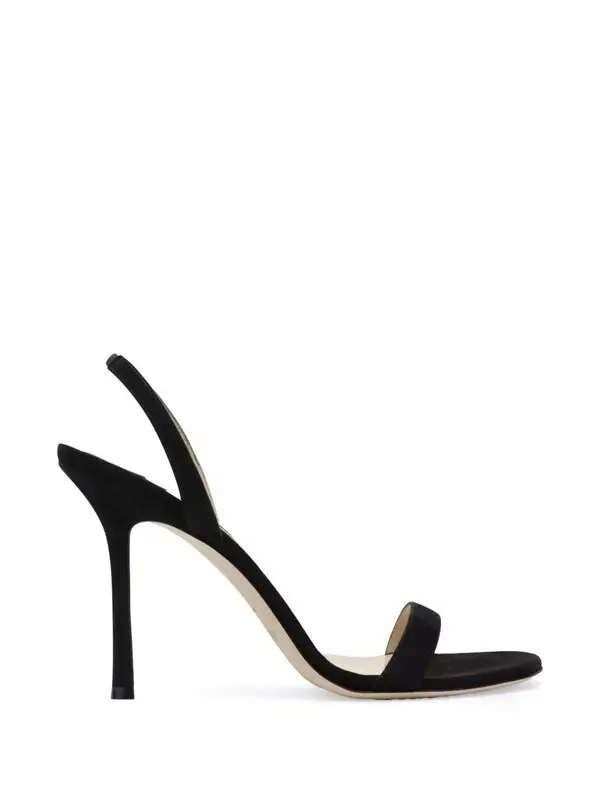 JIMMY CHOO Jenn 100 Suede Slingback Sandals - Black