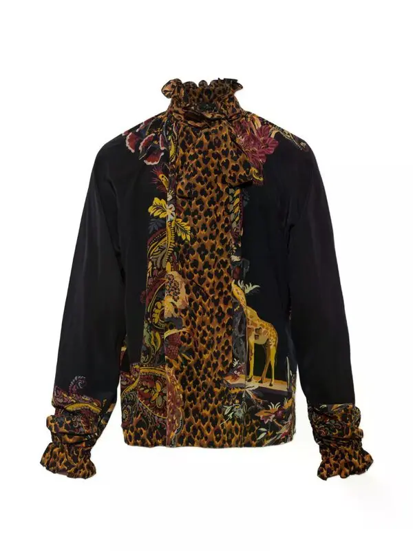 Etro Animal-print Silk Top - Black