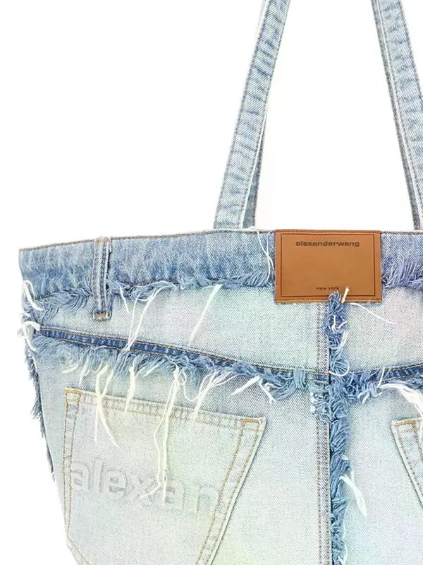Alexander Wang Punch Frayed Denim Tote Bag - Blue
