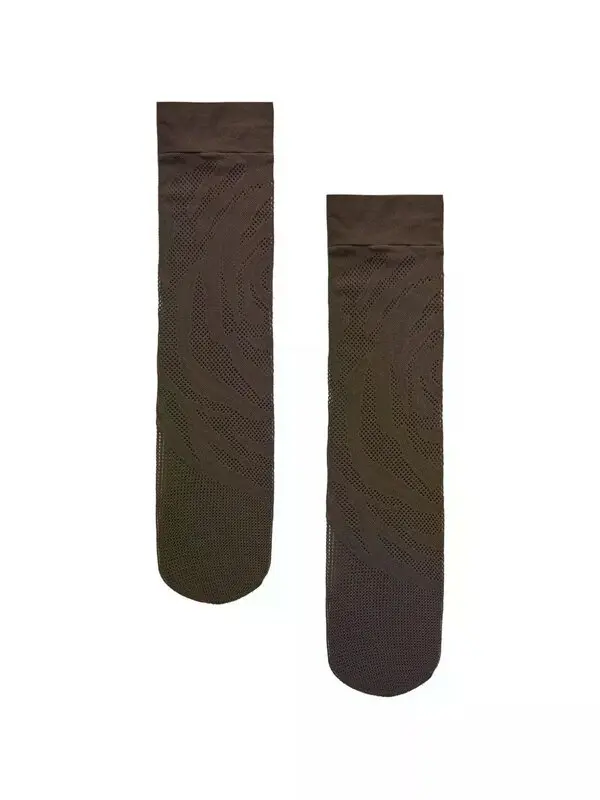 Wolford Rosebloom Net Knee-high Socks - Brown