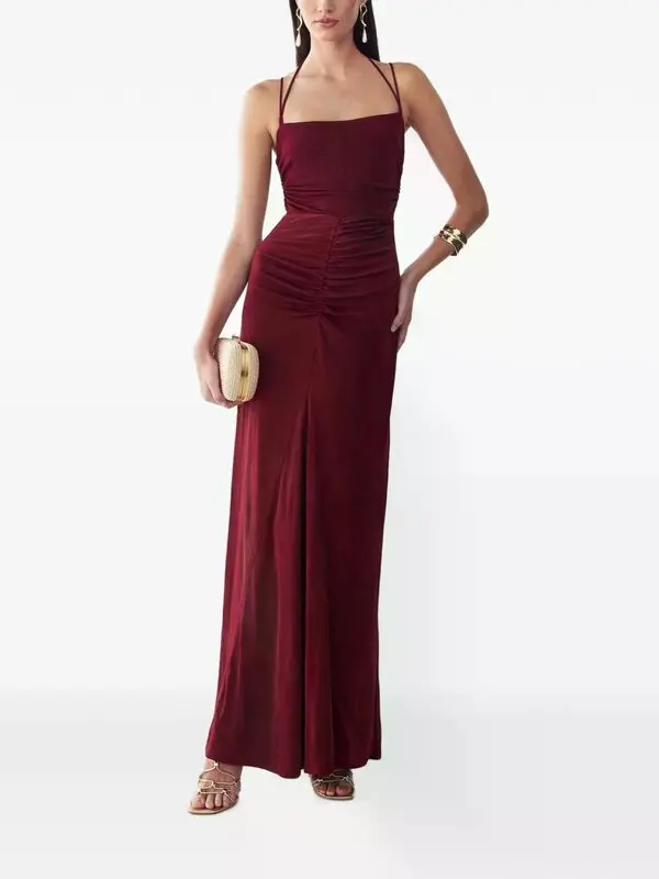 BWLDR Sofia Ruched Square-neck Maxi Dress