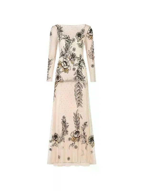TEMPERLEY LONDON Lavinia Floral-embroidered Maxi Dress - Neutrals